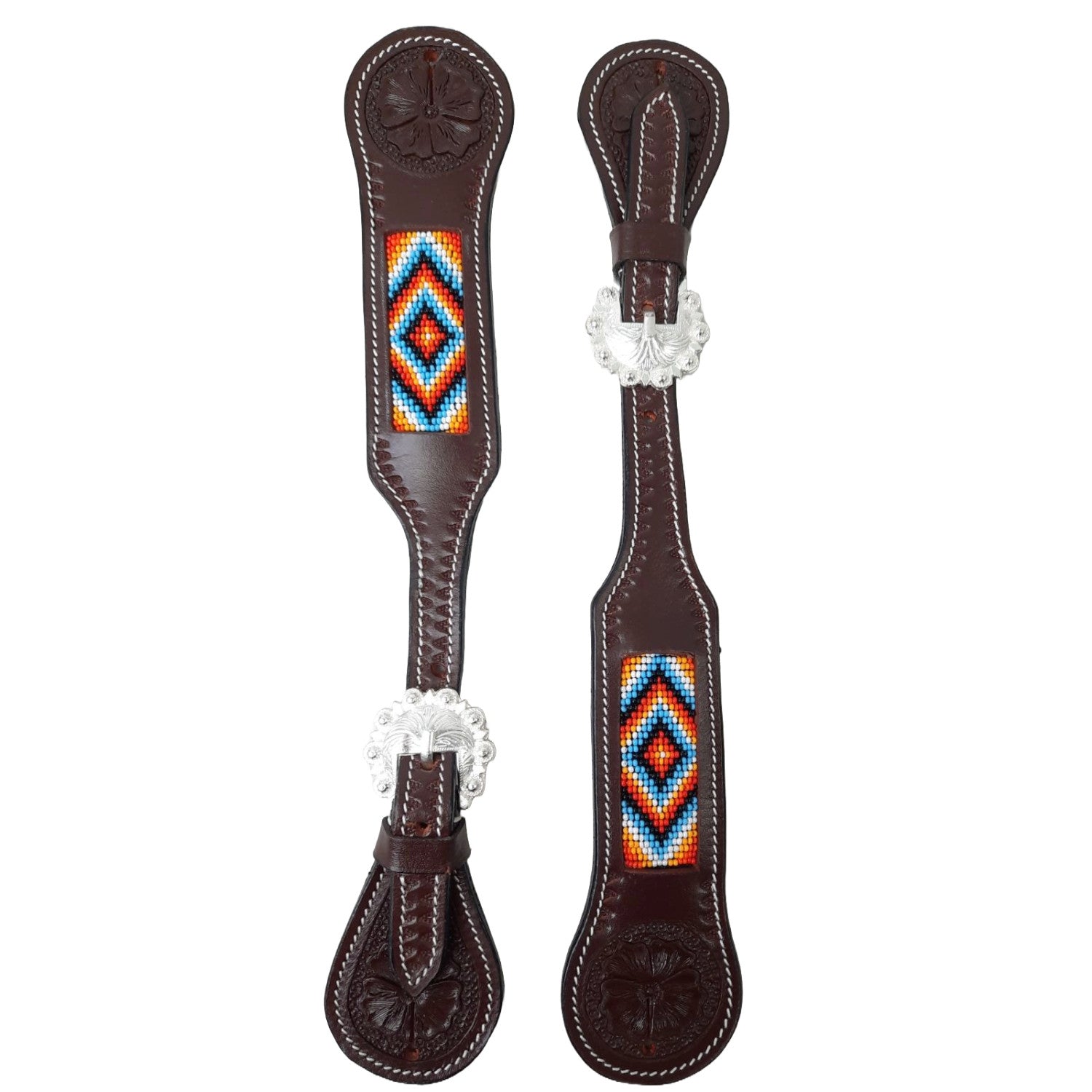 Tahoe Tack Western Spur Straps – Turquoise Navajo Beaded Design & Hand ...